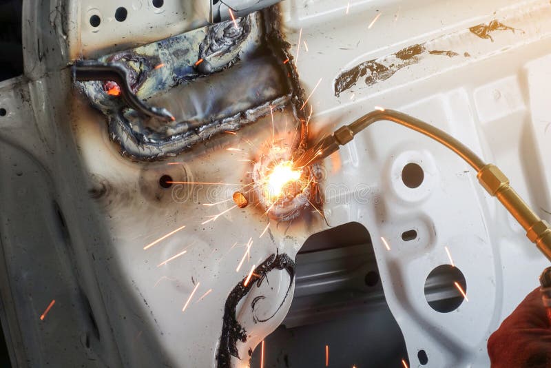 Cutting Auto Body with Gas Torch Stock Photo - Image of oxygen ...