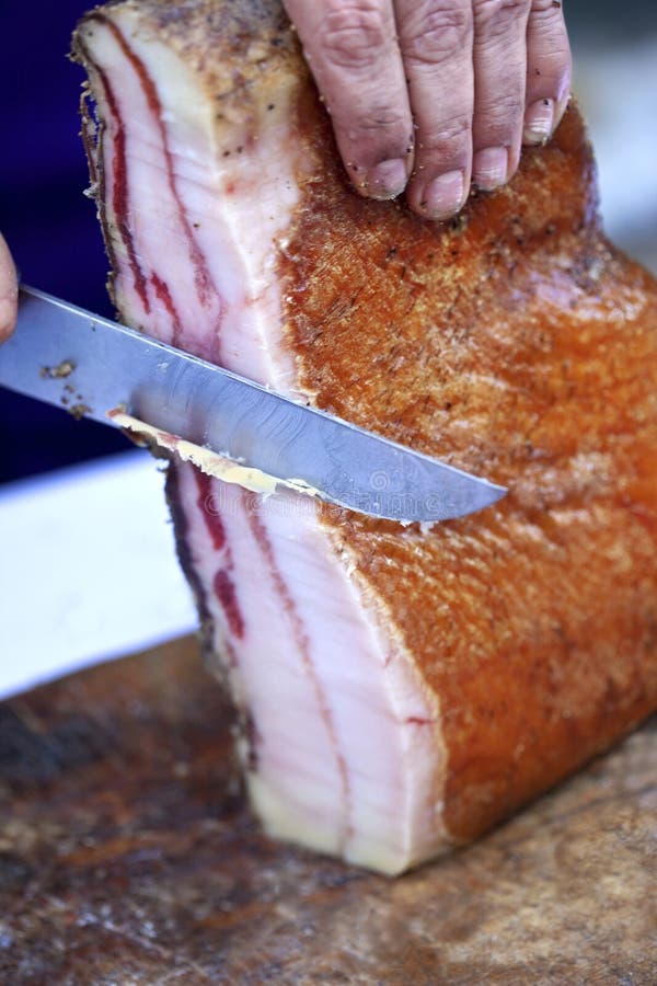 Cutting Bacon in a Butchery Stock Image - Image of bistro, bacon: 76785571
