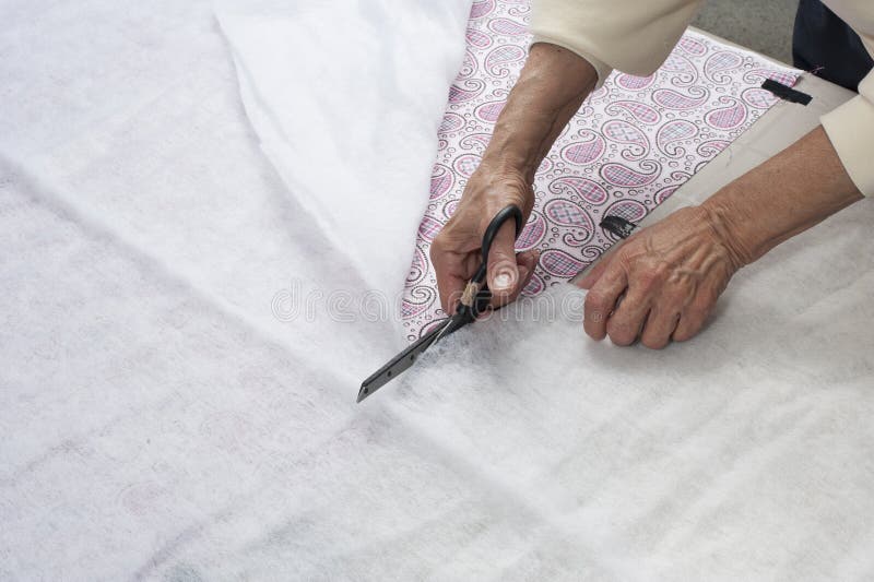 Quilter Cutting Thread on Sewing Machine. Stock Photo - Image of ...
