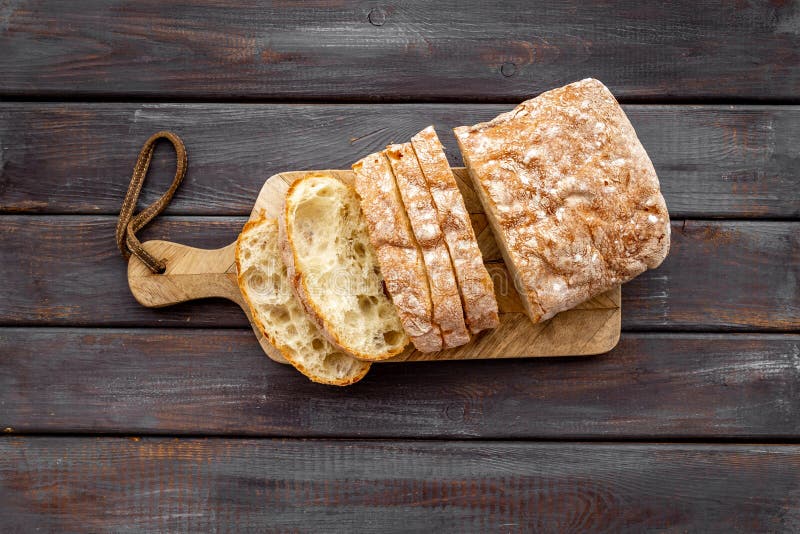Cutting Bead Top View. Loaf of Bread on Bakery Table Stock Image ...