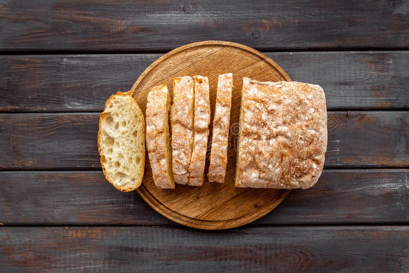 Cutting Bead Top View. Loaf of Bread on Bakery Table Stock Image ...