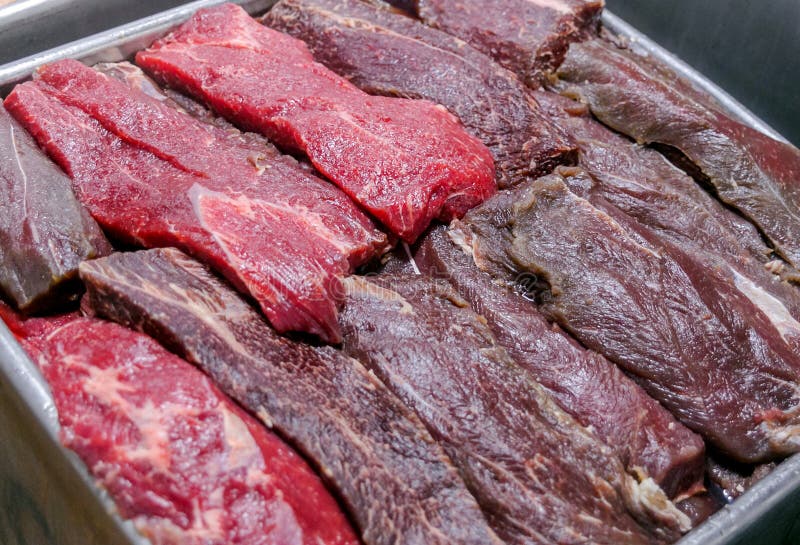 Cutting Beef at a Meat Factory Stock Photo - Image of employees, food ...