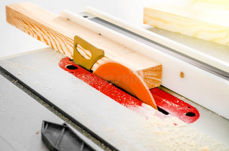 Cutting the Board on a Circular Saw in a Woodworking Workshop Stock ...