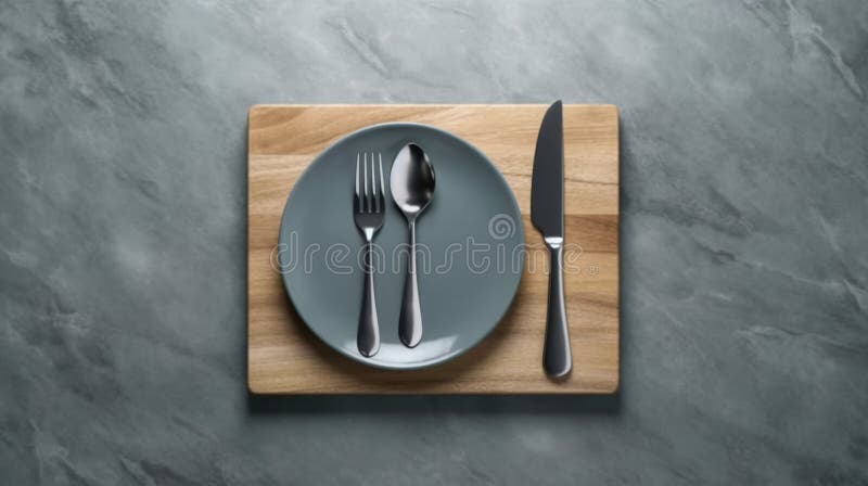 Cutting Board with Cutlery, Fork and Knife AI Generated Image Stock ...