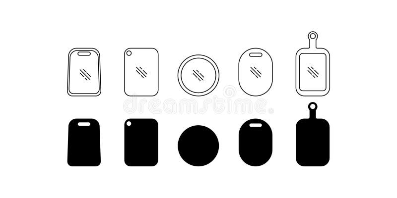 Cutting Board Outline Icons Set Vector. Editable Stroke Stock Vector ...