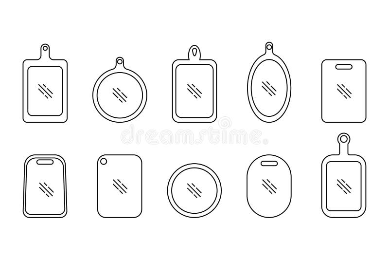 Cutting Board Outline Icons Set Vector. Editable Stroke Stock ...