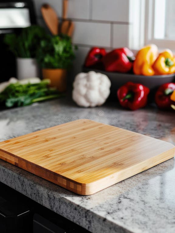 Kitchen Counter with Cutting Board Stock Image - Image of functional ...