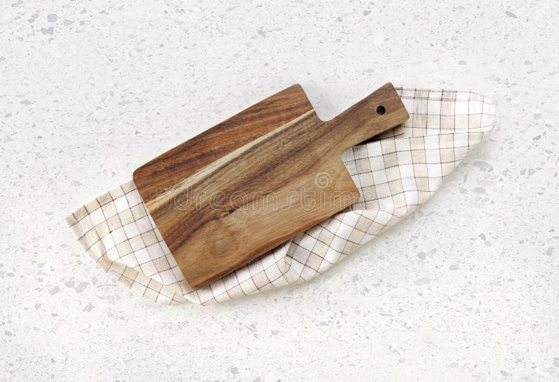 Cutting Board Top View, Kitchen Wooden Tray Decorated with Checkered ...