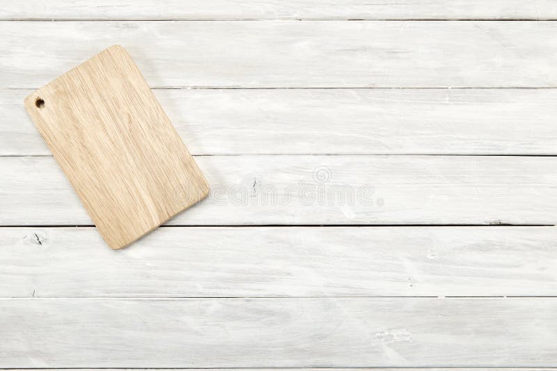Cutting Board Top View on Wooden Background Stock Image - Image of ...