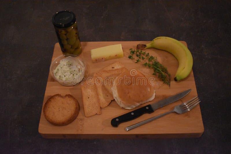 Cutting Board with Various Food Stock Photo - Image of cutting, banana ...