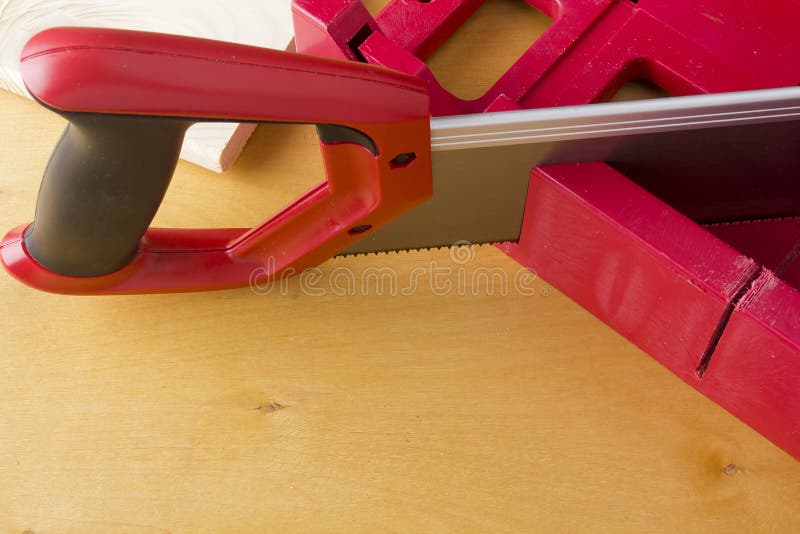 Cutting Boards Using The Miter Box And Saw. Stock Image - Image of ...