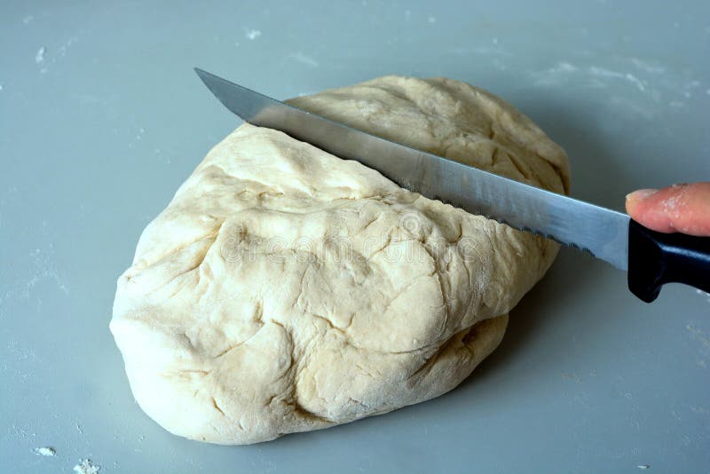 Cutting the Bread Dough with a Knife Stock Photo - Image of bakes ...