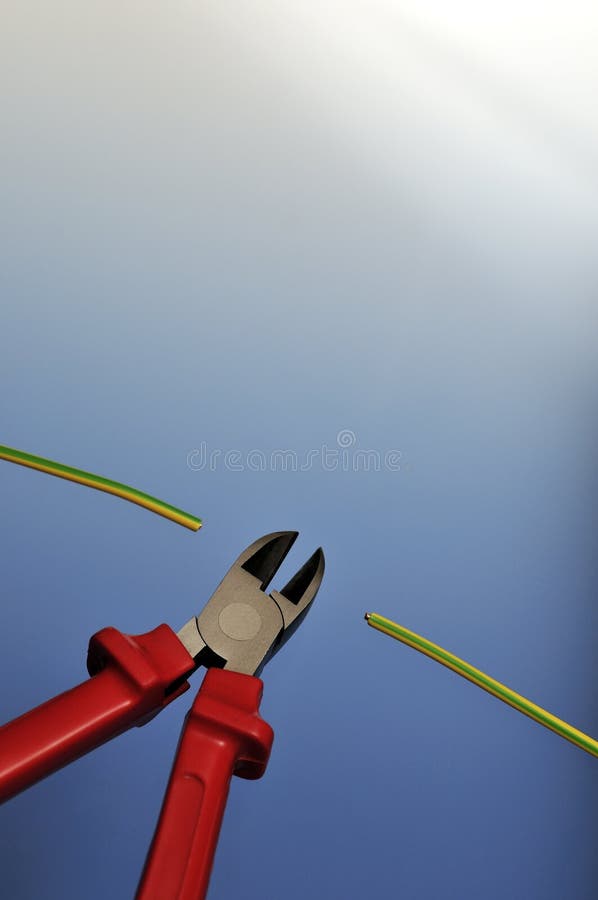 Cutting a cable stock photo. Image of pliers, blue, severing - 5158426