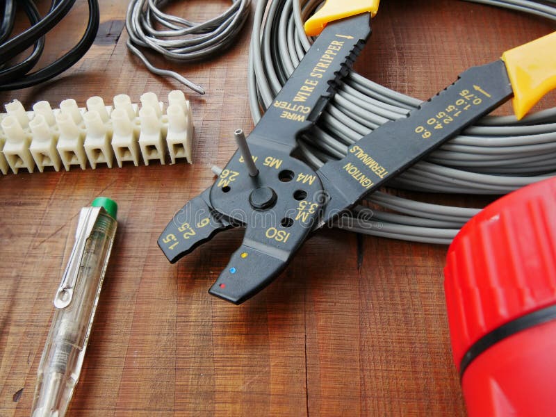 Cutting Cable with Cable Cutter Stock Image - Image of energy, cable ...