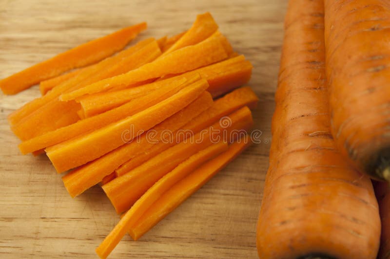 Cutting Carrots into Strips Prepare for Cooking Stock Image - Image of ...