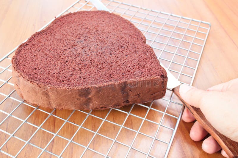 Cutting Chocolate Cake on Layers. Stock Image - Image of pastry, life ...