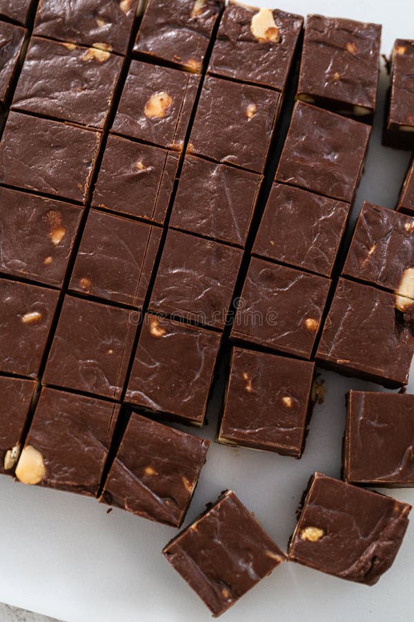Chocolate macadamia fudge stock image. Image of recipe - 286275605