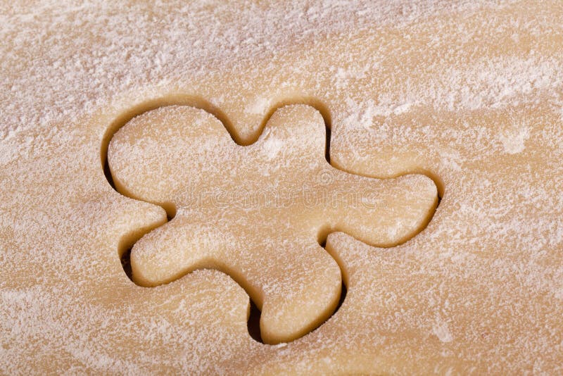 Cutting Cookies Dough Gingerbread Man Shape Stock Photo - Image of ...