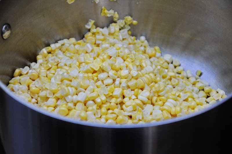 Cutting corn of the cob stock photo. Image of summer - 125607038
