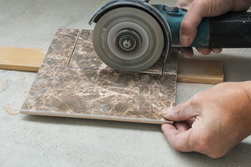 Cutting Corners in the Tile. Stock Image - Image of interior, activity ...