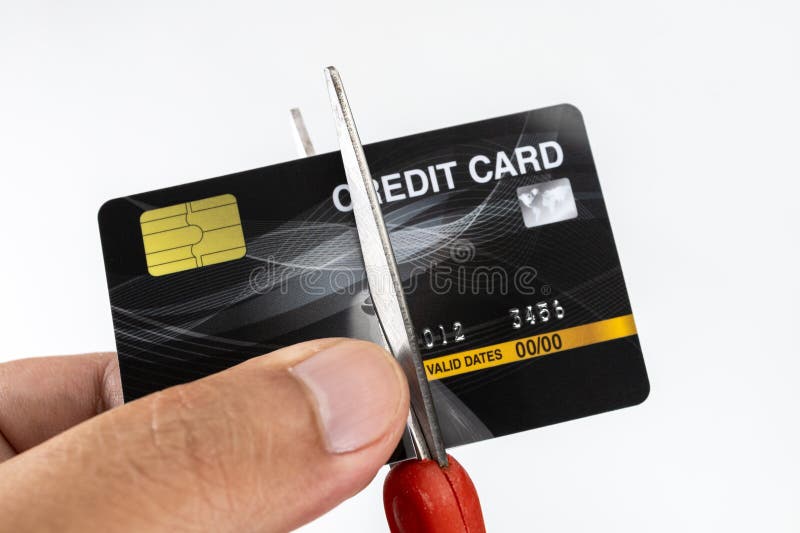 Cutting Credit Card with Scissors To Destroy it Stock Image - Image of ...