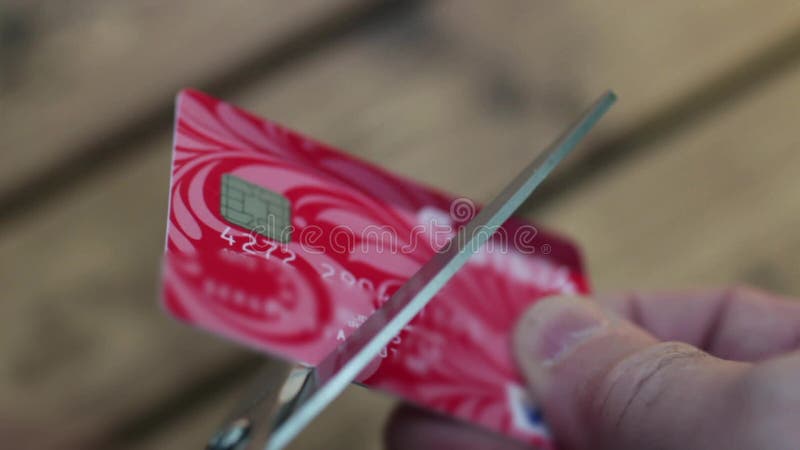 Cutting Credit Card Scissors Stock Footage - Video of plastic, money ...