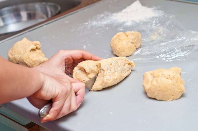 Cutting dough stock photo. Image of preparing, hands - 20974618