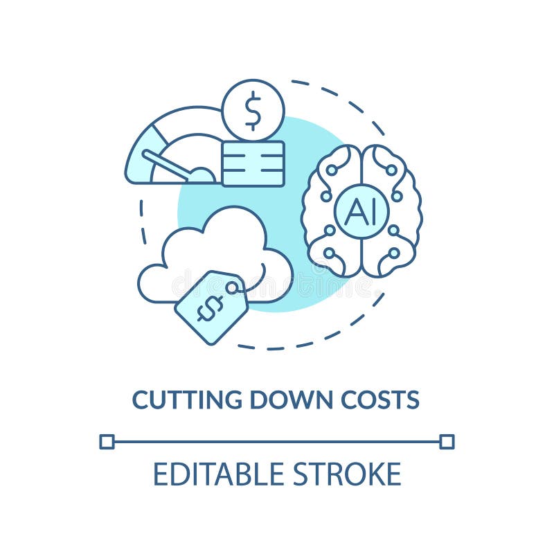 Cutting Down Costs Turquoise Concept Icon Stock Vector - Illustration ...