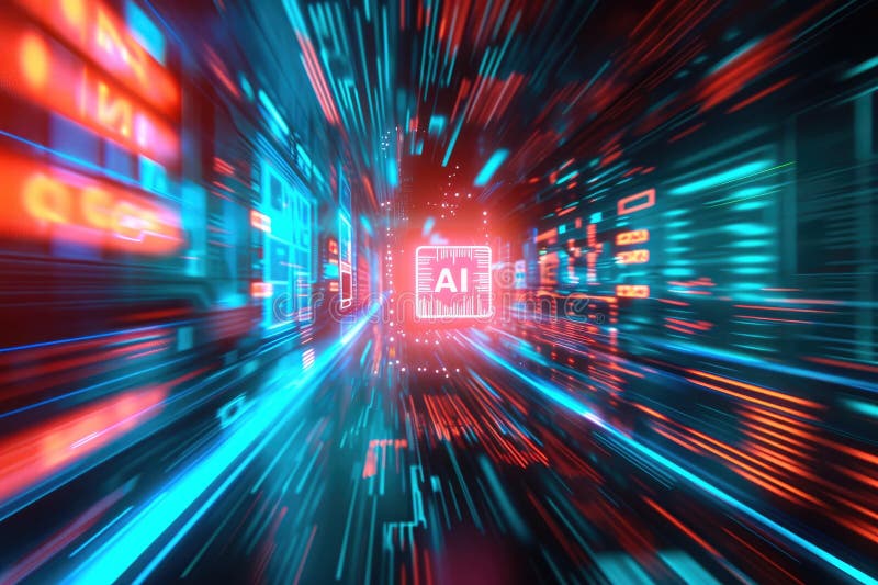 Cutting-Edge AI Chip with Motion Blur. Stock Illustration ...