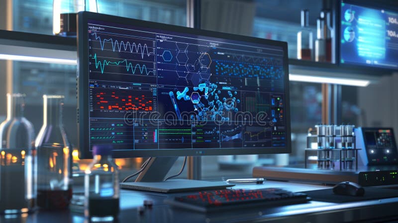 Sophisticated Pharmaceutical Innovation: AI Interface in Lab Setting ...