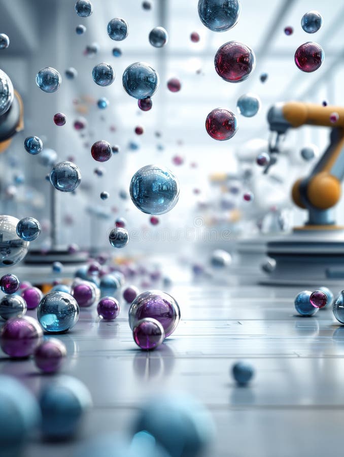 Robotic Arms Interact with Floating Data Spheres in a Modern AI Laboratory Setting Stock Image ...