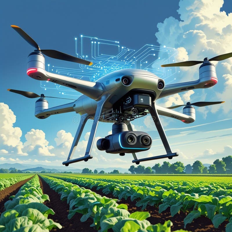 Modern AI Precision Agriculture – Drone Surveillance, IoT Soil Sensors & Holographic Farm ...