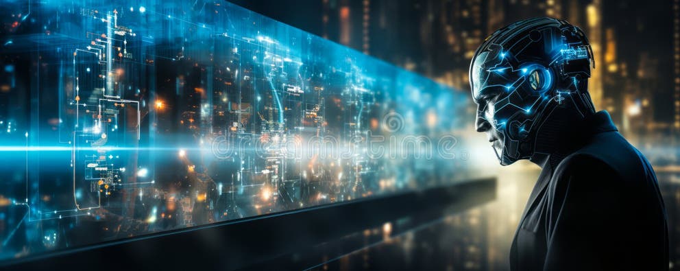 Cutting-Edge AI Technology Concept with Cybernetic Robot Interface ...