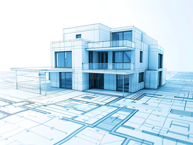 Cutting Edge Architectural Blueprint with Sleek Geometric Design and ...