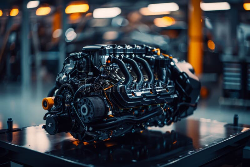 Precision Engine Assembly Line Stock Illustration - Illustration of ...