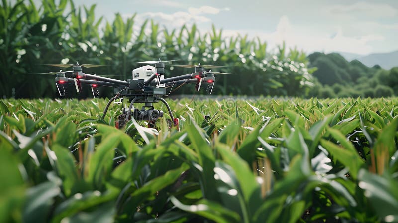 Autonomous Farming System with Drones in Action Stock Illustration ...