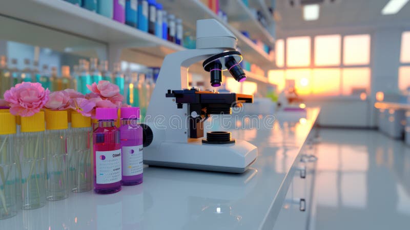 Cutting-Edge Biotech Lab with Microscope, Test Tubes, and High-Tech ...