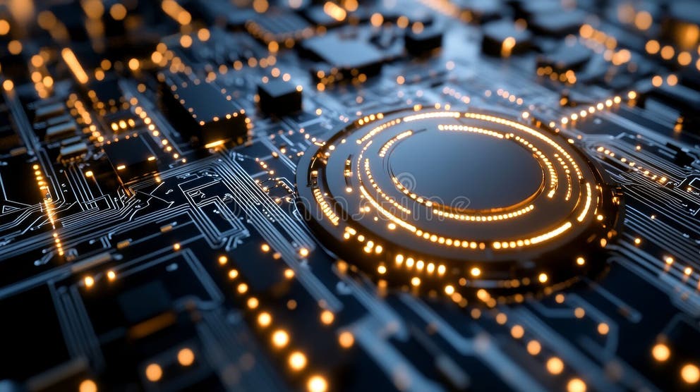 A Cutting-edge Circuit Board Featuring Illuminated Components and a ...