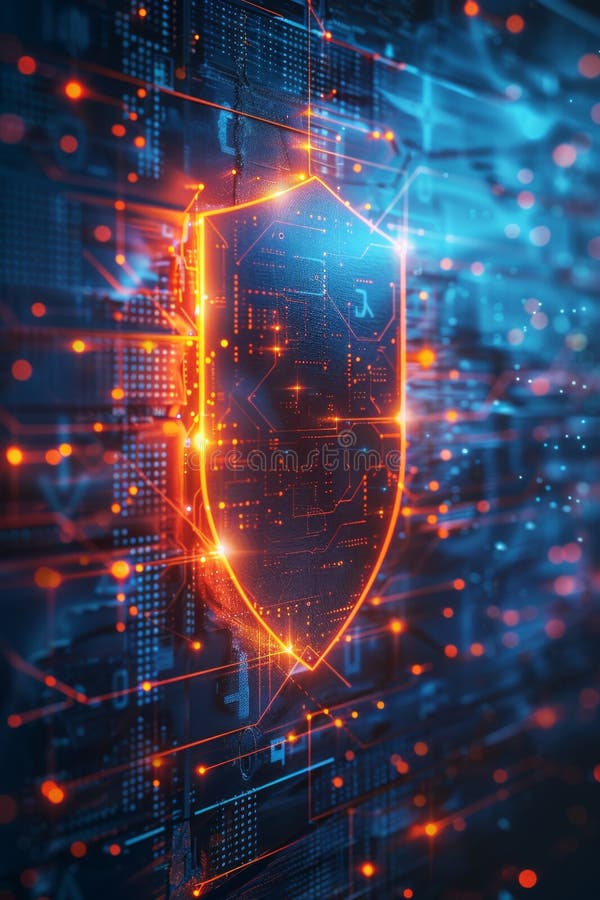 Cutting-edge Concept with Glowing Virtual Shield Protecting Data ...