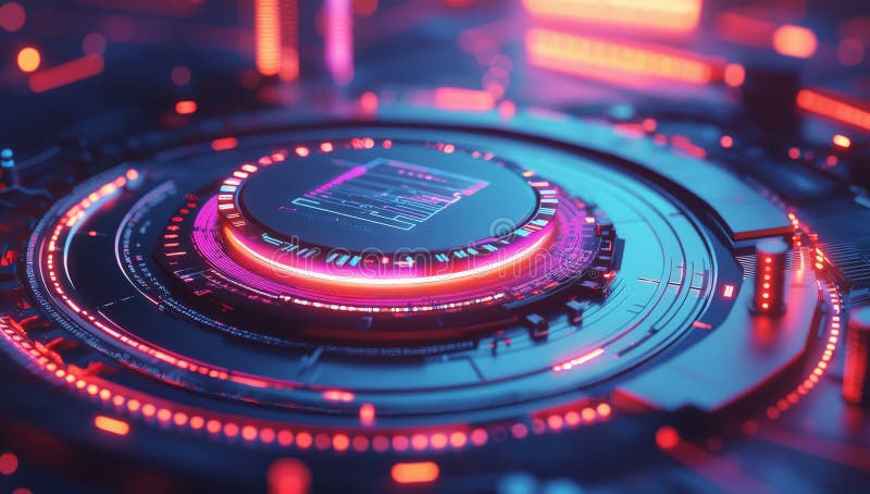 Cutting-edge CPU. Quantum Processor Connected To the Global Computer ...