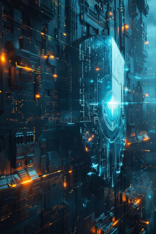 Cutting-edge Cyber Security Concept with Glowing Shield Protecting Data ...