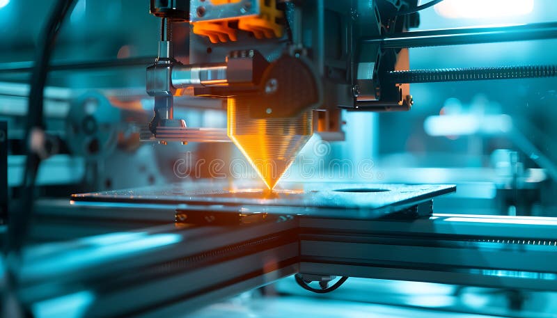 Industrial 3D Printer in Action, Fabricating Complex Object from Molten ...