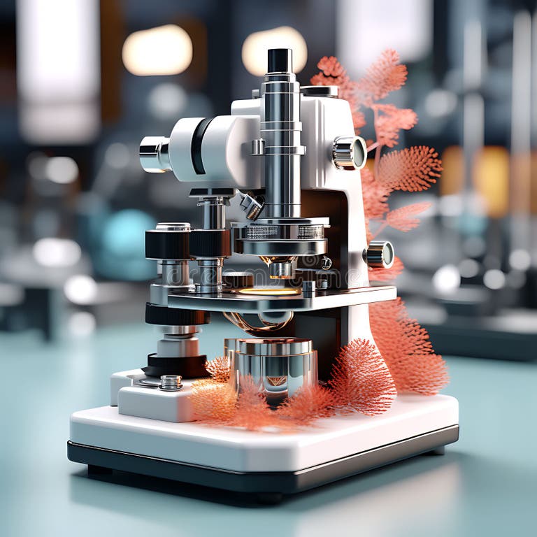 Cutting-Edge 3D Render: Microscope in Exquisite Detail Stock Illustration - Illustration of ...