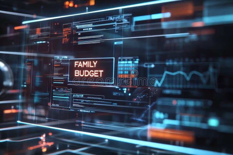 Futuristic Family Budget Spreadsheet Stock Illustration - Illustration ...