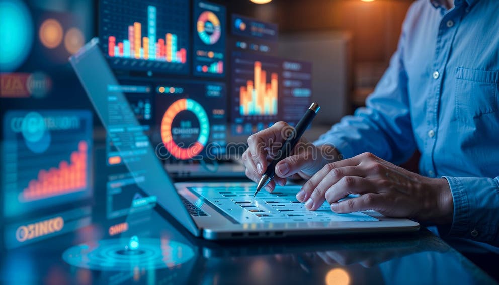 Cutting-Edge Data Analysis in a Modern Tech-Driven Workspace. Advanced ...