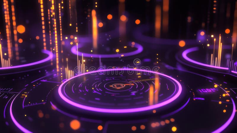 A Cutting-edge Data Analytics Chart Featuring a Glowing Neon Interface ...