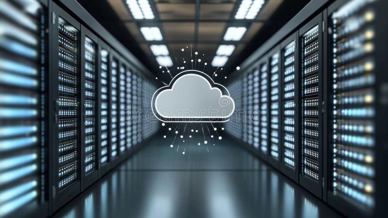 A Cutting-edge Data Center Illustrated with a Cloud Symbol To Denote ...