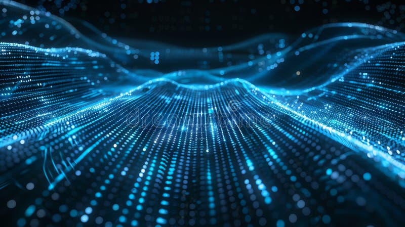 Cutting-edge Digital Grid with Flowing Data Streams in Cool Blue Tones ...