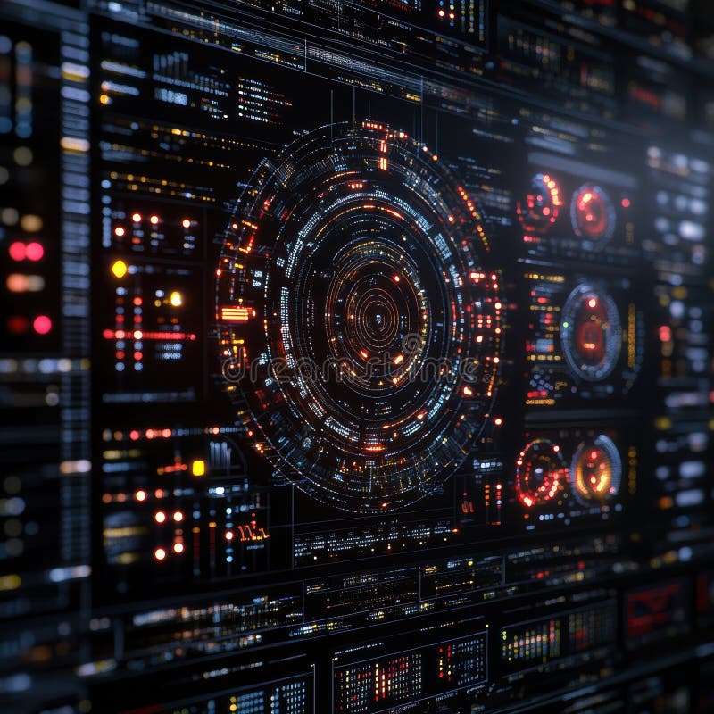 A Cutting-edge Digital Interface with Glowing Orange Elements and ...