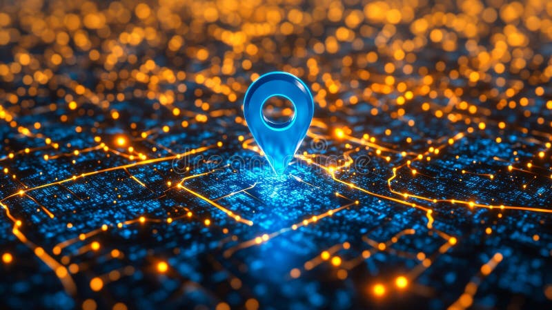 A Cutting-edge Digital Map Showcasing Bright Location Pins and Linked ...